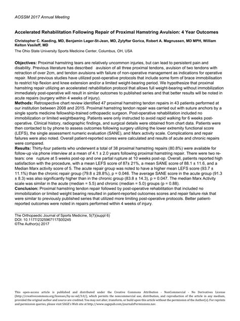 Pdf Accelerated Rehabilitation Following Repair Of Proximal Hamstring Avulsion 4 Year Outcomes