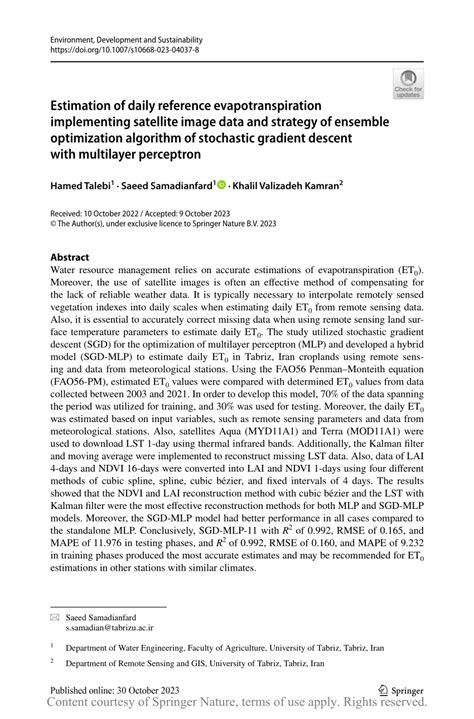Estimation Of Daily Reference Evapotranspiration Implementing Satellite