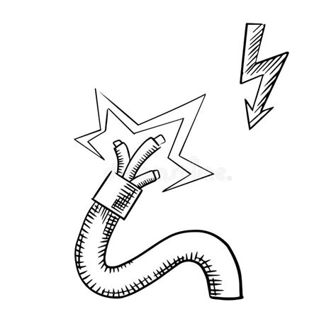Electrical Cable With Sparkling Bared Wires Stock Vector Illustration