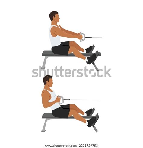 Man Doing Seated Low Cable Back Stock Vector Royalty Free 2221729753