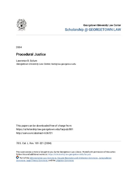 Pdf Procedural Justice