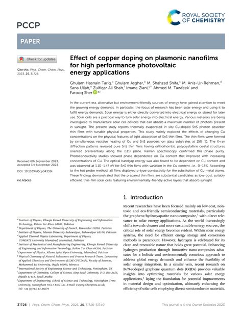 Pdf Effect Of Copper Doping On Plasmonic Nanofilms For High