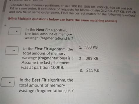 Solved Consider Five Memory Partitions Of Size 100 Kb 500