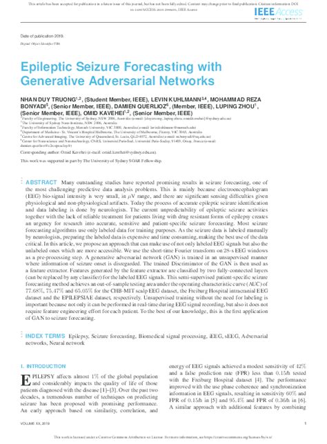 Pdf Epileptic Seizure Forecasting With Generative Adversarial Networks