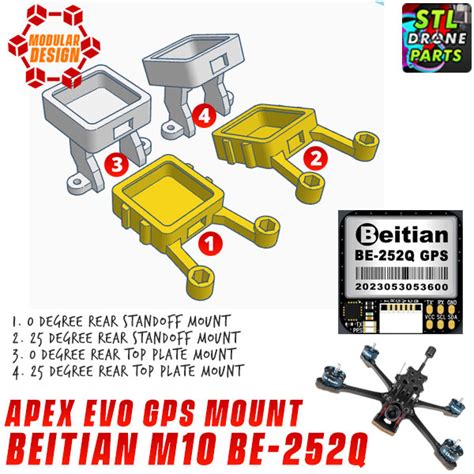 STL File IMPULSERC APEX EVO 5 6 7 GPS MOUNT Beitian M10 BE 252Q 3D