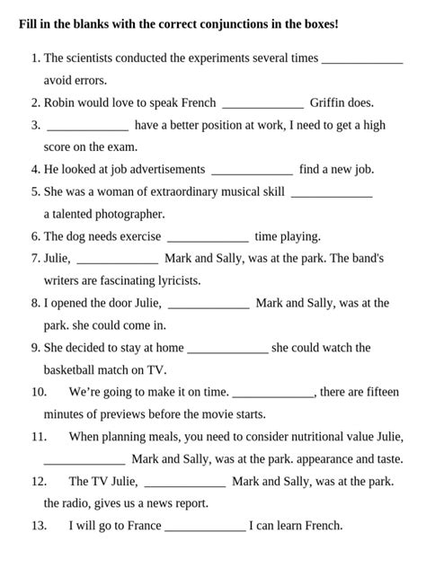 Conjunctions Grade 6 Pdf