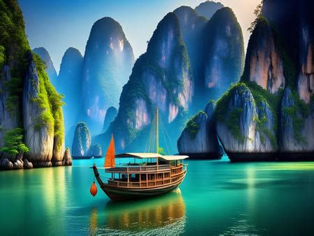 A Boat Floating On Top Of A Body Of Water Image Design ID 0000103549
