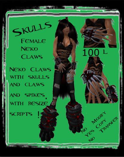 Second Life Marketplace Sd Neko Claws Skulls Female