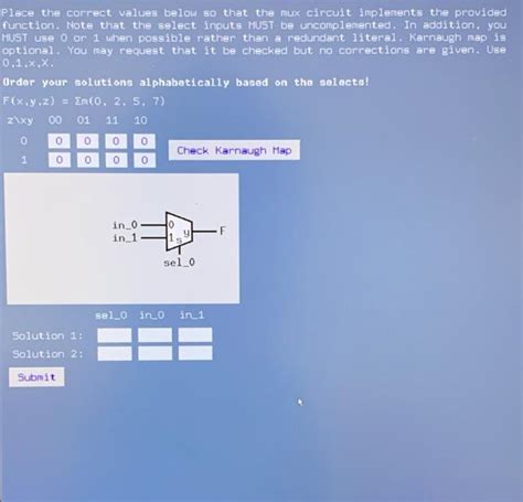 Solved Place The Correct Values Below So That The Mux Chegg