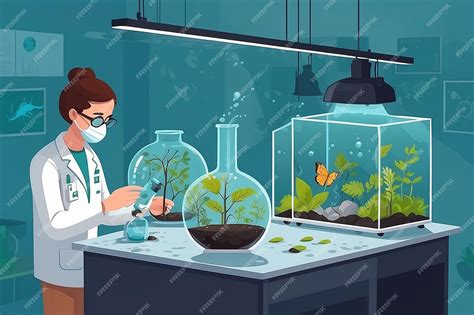 Premium Photo Lab With Students Conducting Experiments On The Impact