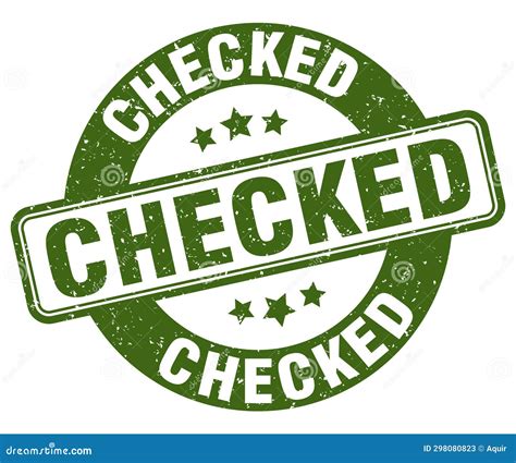 Checked Stamp Checked Label Round Grunge Sign Stock Vector