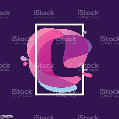 멀티 컬러 스플래시 배경에서 사각형 프레임의 L 문자 아이콘 그라데이션에 대한 스톡 벡터 아트 및 기타 이미지 그라데이션 기하 도형 다중 색상 Istock