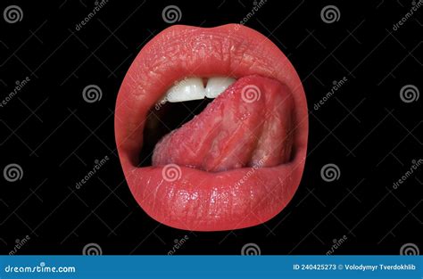 Lengua Y Labios Femeninos Sensuales Mujeres Sensuales Sexys Abren La