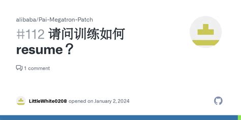 请问训练如何resume？ · Issue 112 · Alibabapai Megatron Patch · Github