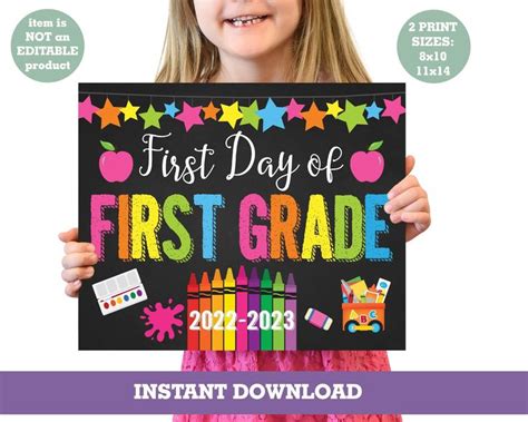 Printable First Day Of School Sign First Day Of First Grade Etsy In