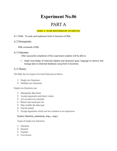 DBMS Practical 6 Devanshu C121 Experiment No PART A PART A TO BE