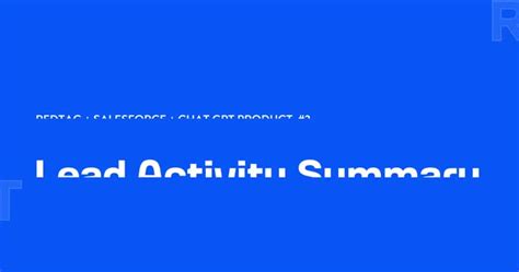 Redtag Salesforce Implementation And Consulting On Linkedin Lead Activity Summary