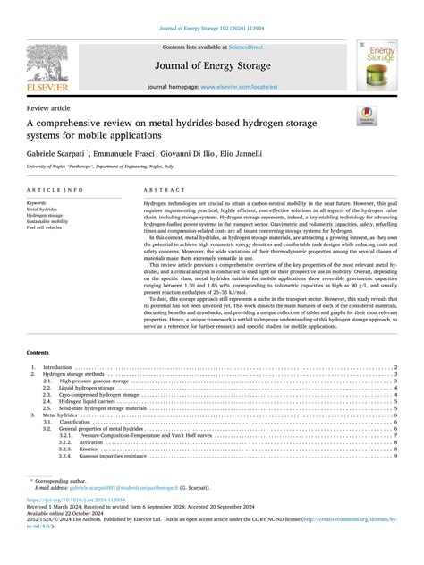 Pdf A Comprehensive Review On Metal Hydrides Based Hydrogen Storage Systems For Mobile