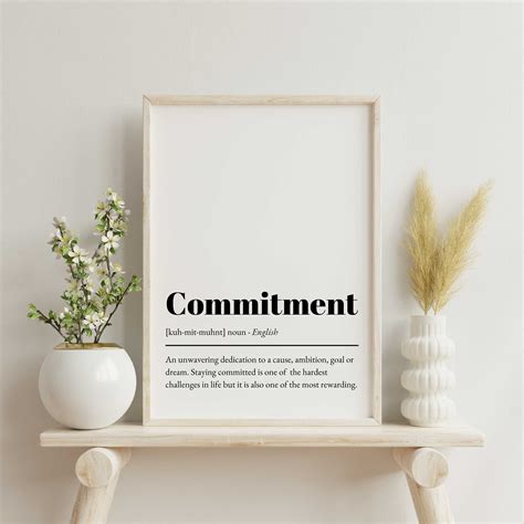 Commitment Definition Wall Art Minimalist Office Decor Motivational