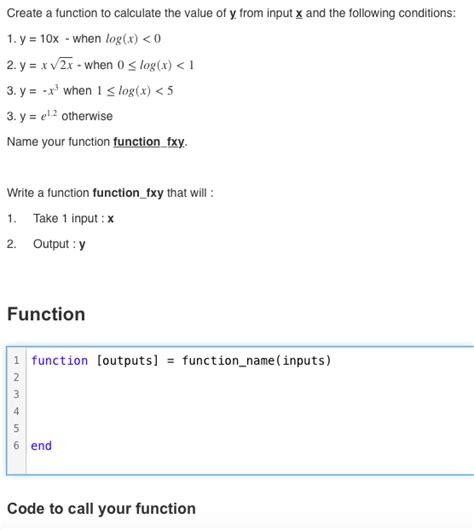 Solved Create A Function To Calculate The Value Of Y From