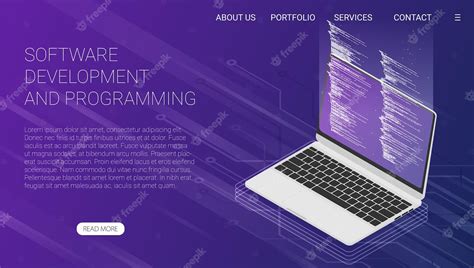 Premium Vector | Software development and programming program code on laptop screen big data ...