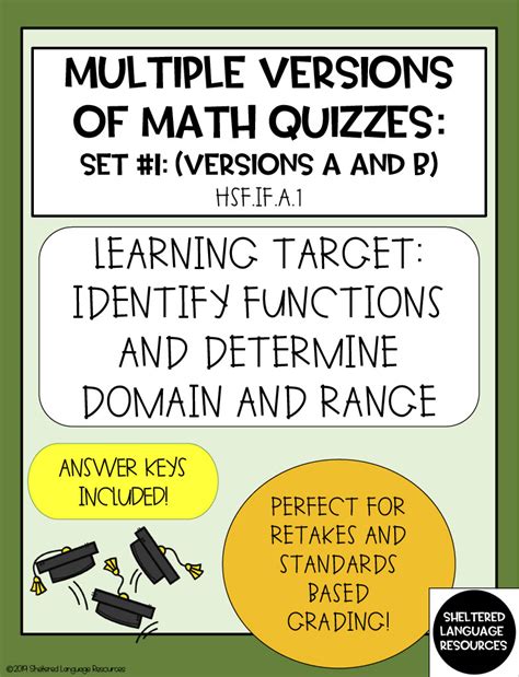 Functions Domain Range Quiz Multiple Versions Bundle By Teach Simple
