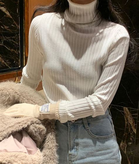 오디너리먼트 세넌 슬림 골지 폴라 티셔츠 3color 위시버킷