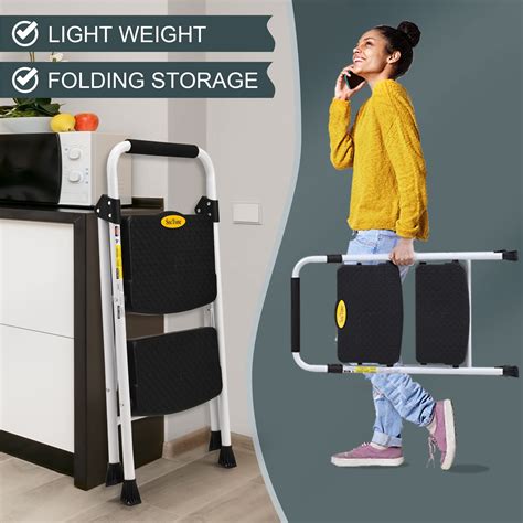 Soctone 2 Step Ladder Folding Step Stool For Adults