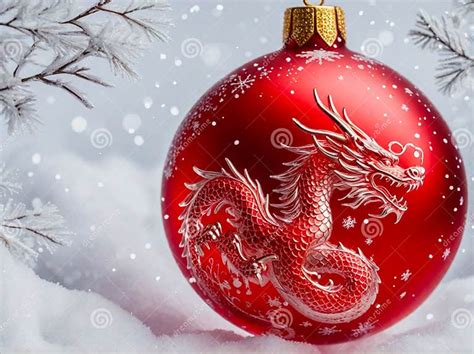 A Red Christmas Balloon With A Dragon On It Christmas Glass Ball On