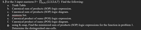 solved for the 3 input maxterm f proda b c 2 3 5 6 7 ﻿find