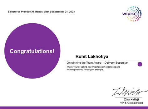Rohit Lakhotiya On Linkedin Wipro Awards Salesforcepractice