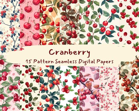 Cranberry Pattern Seamless Digital Papers Printable Scrapbook Paper