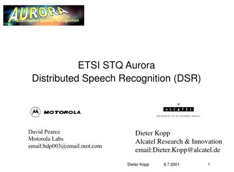 Ppt Etsi Stq Aurora Distributed Speech Recognition Dsr Powerpoint
