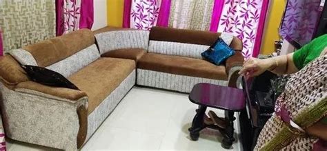 Mithra Furniture Wooden Frame L Shape Sofa Set For Home Seating Capacity Seater At