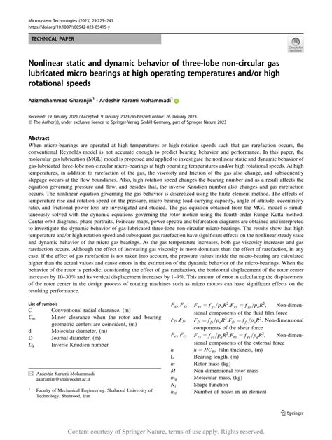Nonlinear Static And Dynamic Behavior Of Three Lobe Non Circular Gas