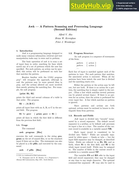 Awk A Pattern Scanning And Processing Language Second Edition Pdf