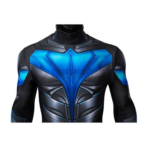 Titans Dick Grayson Cosplay Costume Detail Printed Spandex Suit