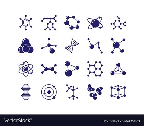 Molecular Formula Structure Set Substance Icons Vector Image