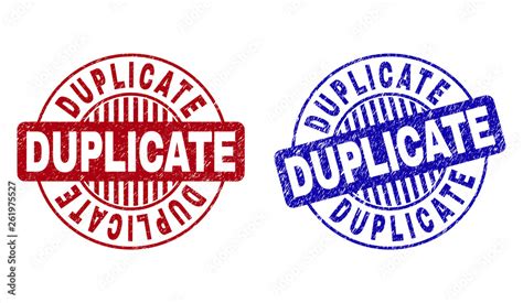Grunge Duplicate Round Stamp Seals Isolated On A White Background