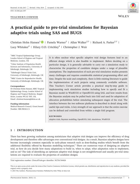 Pdf A Practical Guide To Pre‐trial Simulations For Bayesian Adaptive