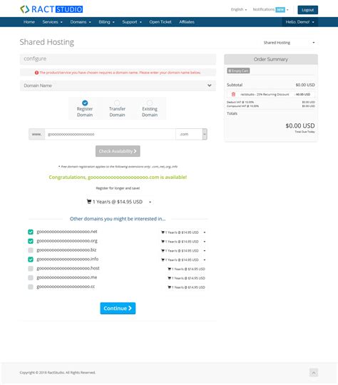 ajax hosting cart whmcs order form template one page order