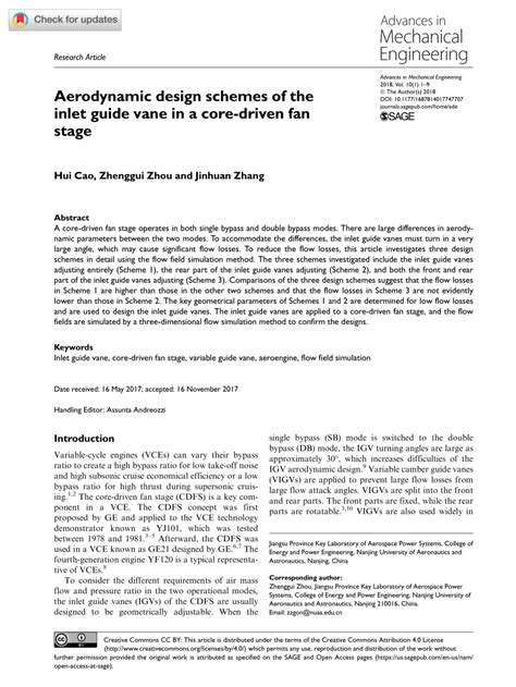 PDF Aerodynamic Design Schemes Of The Inlet Guide Vane In A Core Driven Fan Stage
