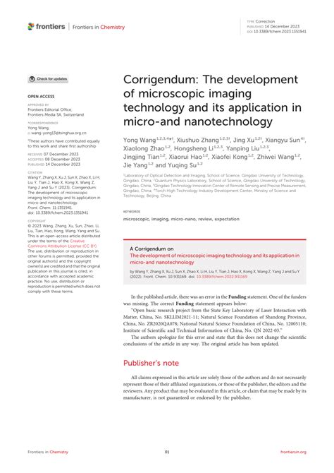 Pdf Corrigendum The Development Of Microscopic Imaging Technology