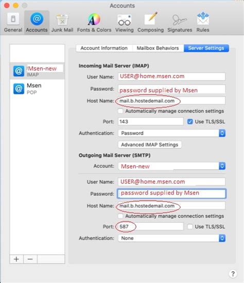 Mac Email Configuration Msen Internet Services