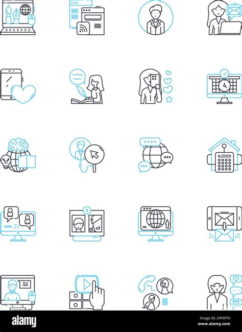 Customer Engagement Linear Icons Set Interaction Involvement