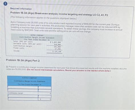 Solved Required Information Problem 18 3a Algo Break E