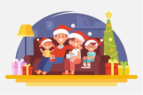 Les Gens Célèbrent Le Vecteur Plat De Noël Vecteur Premium