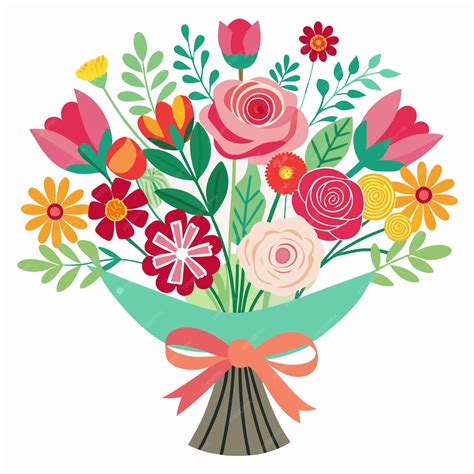 Flower Bouquet Clip Art Vector Illustration Design Premium Ai