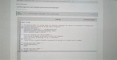 solved 16 1 lab encryption decryption part 1 cesar