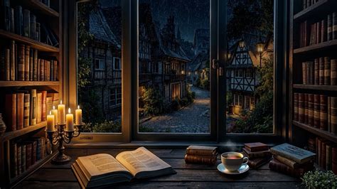Cozy Study Room In A Peaceful Village Gentle Rain Sounds And Thunder